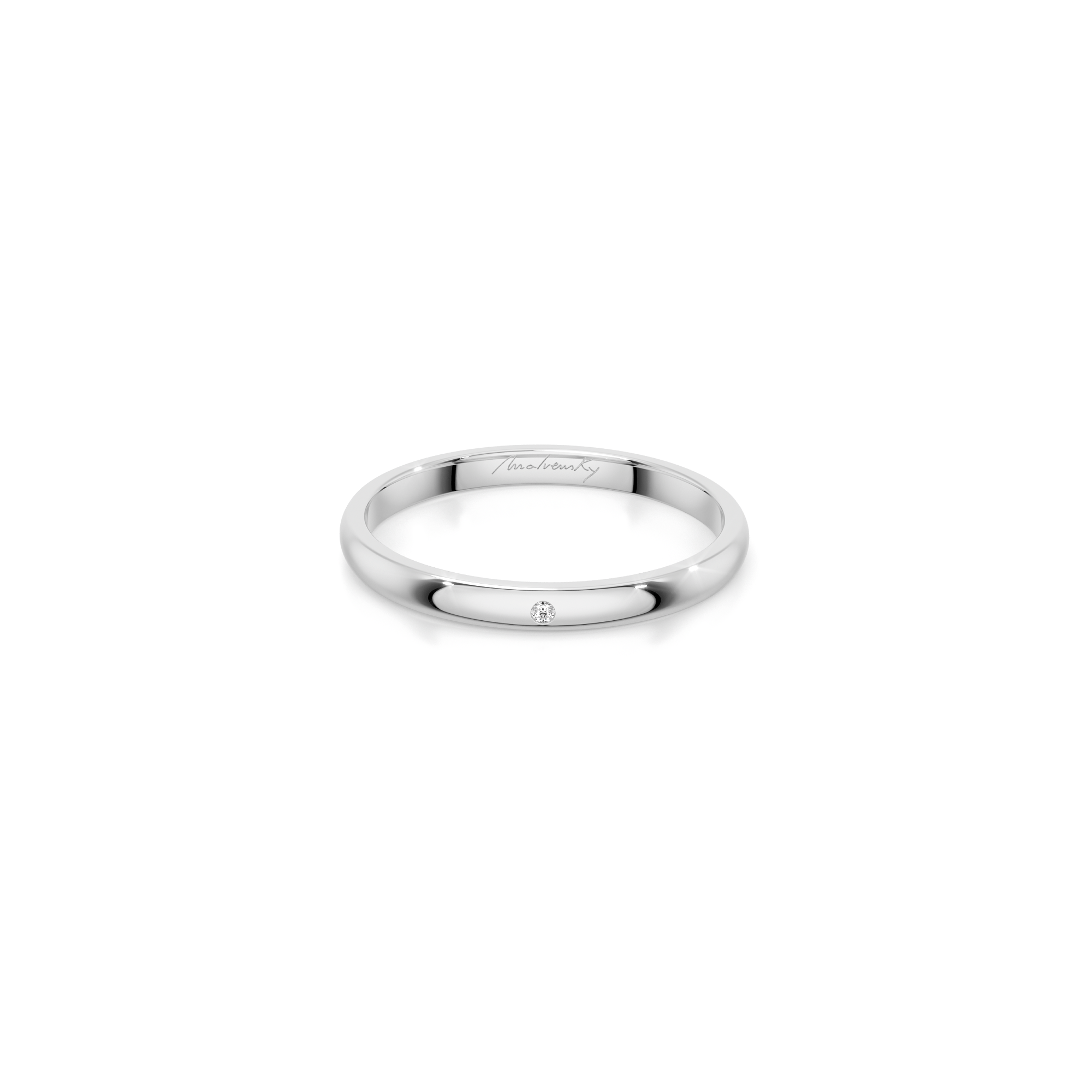 Verigheta Iconic, subtire, cu un diamant alb, din aur alb 14 KT - Malvensky