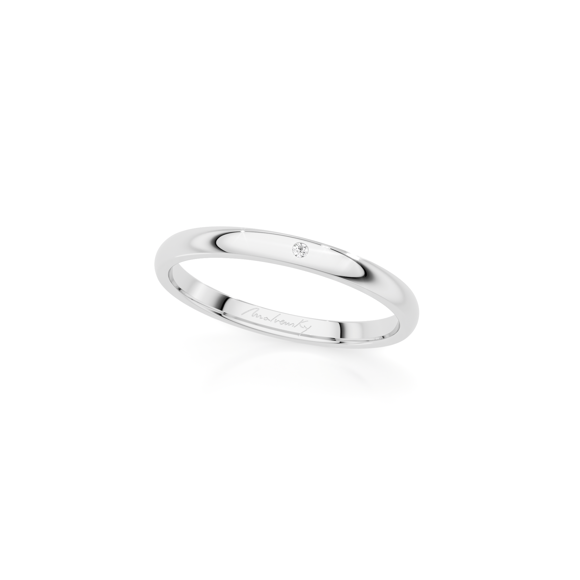Verigheta Iconic, subtire, cu un diamant alb, din aur alb 14 KT - Malvensky