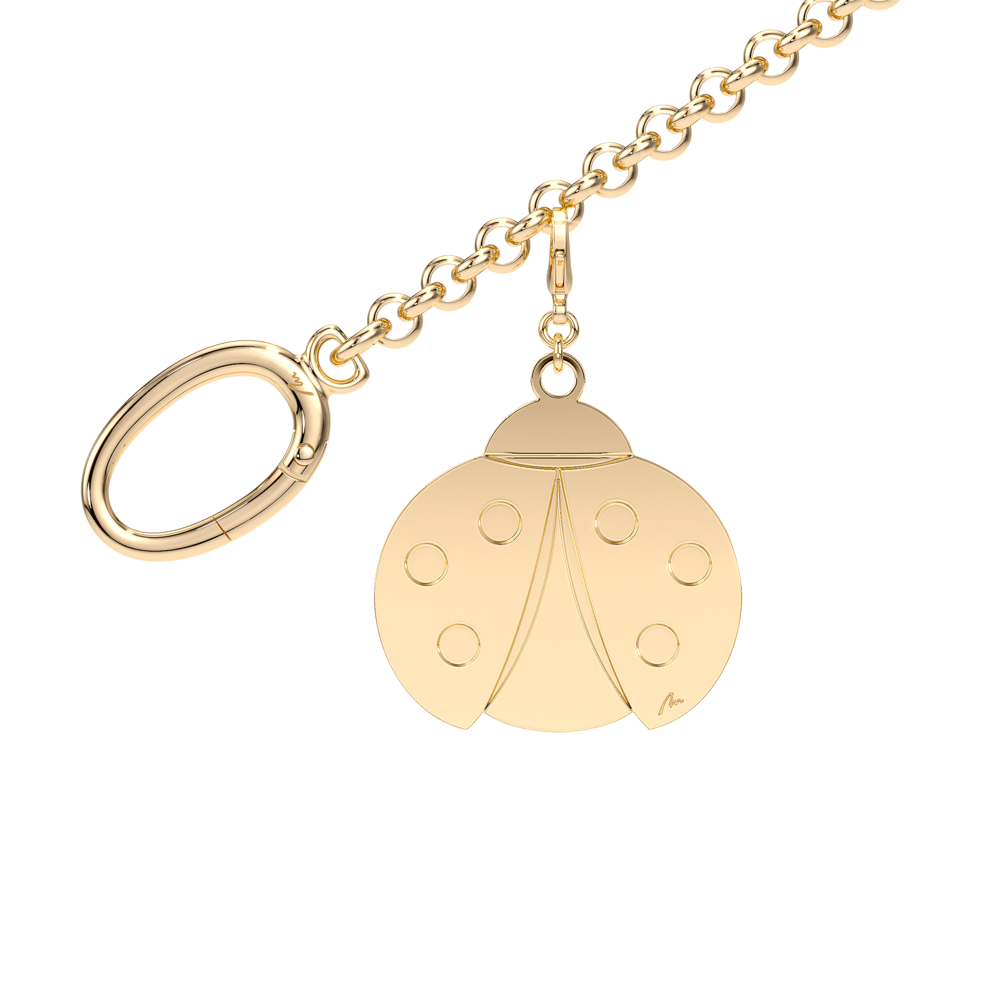 Yellow gold plated brass Ladybug bag charm - Malvensky
